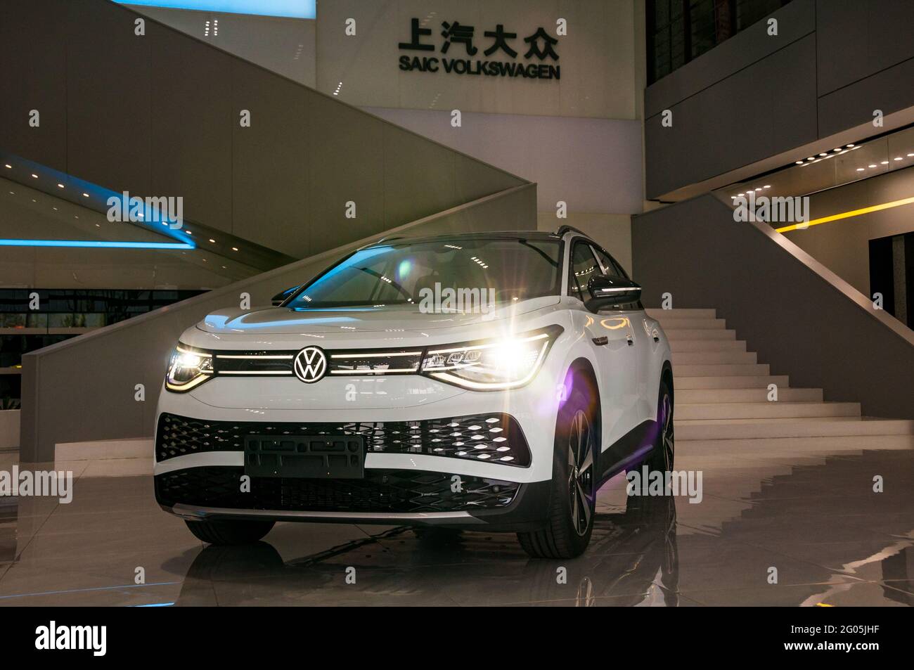 A Volkswagen ID.6 X on display in the showroom at the new factory in ...