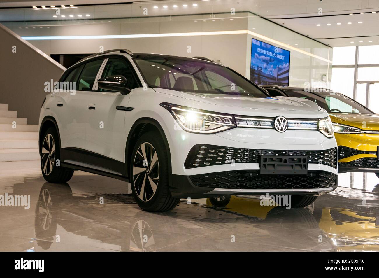 A Volkswagen ID.6 X on display in the showroom at the new factory in ...