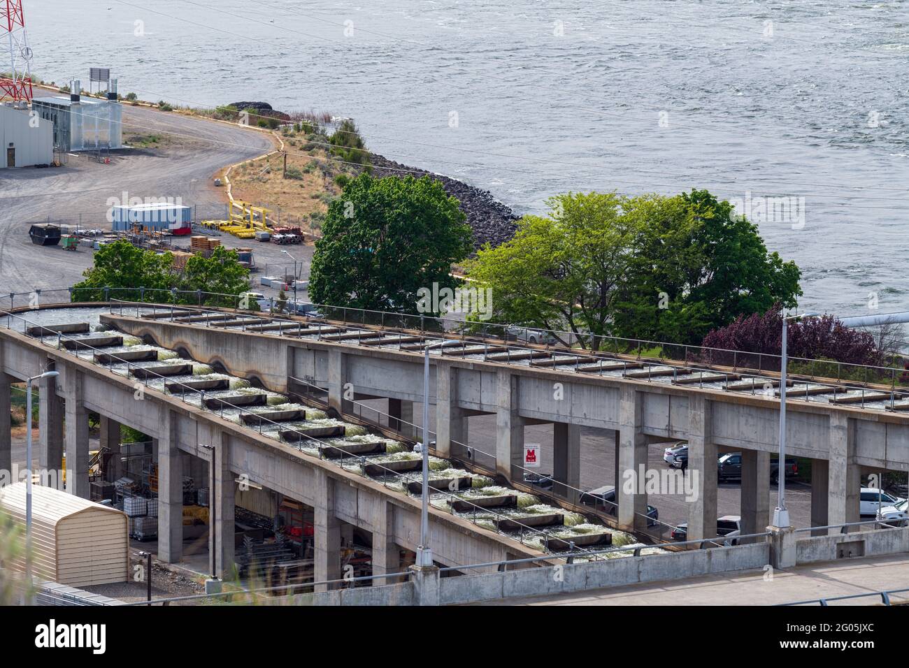 The fish ladder at the Ice Harbor Dam in Washington, USA Stock Photo ...