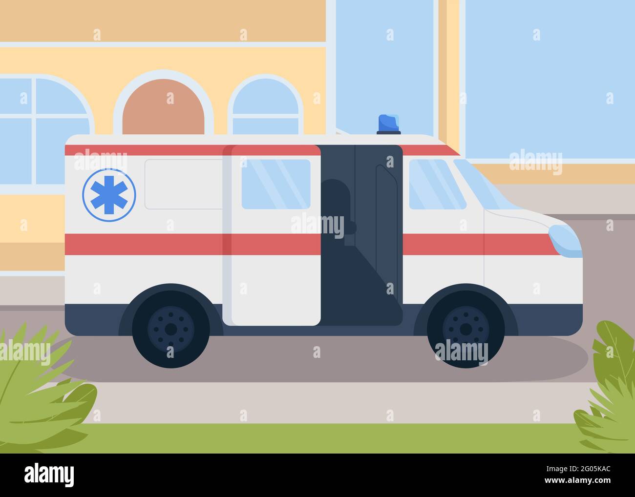 Medical transportation flat color vector illustration Stock Vector ...