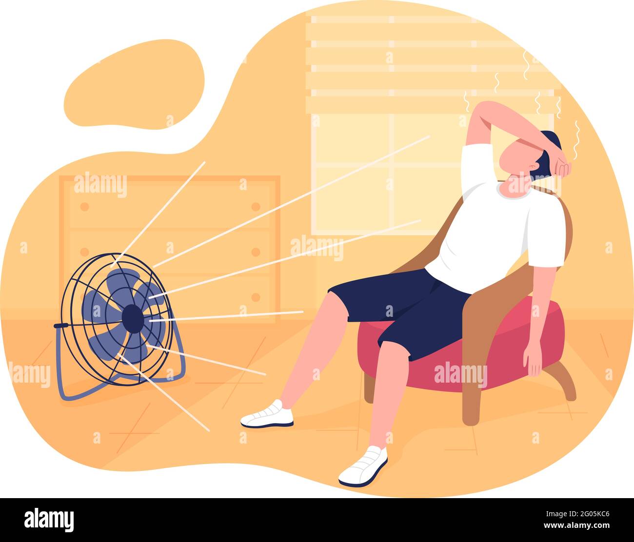 Cooling home at summer 2D vector isolated illustration Stock Vector ...