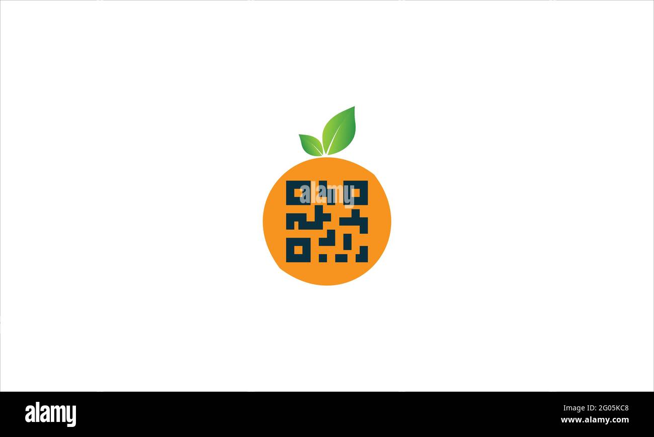 Fruit Barcode Icon Logo Design Element or Q R code inside fruit symbol ...