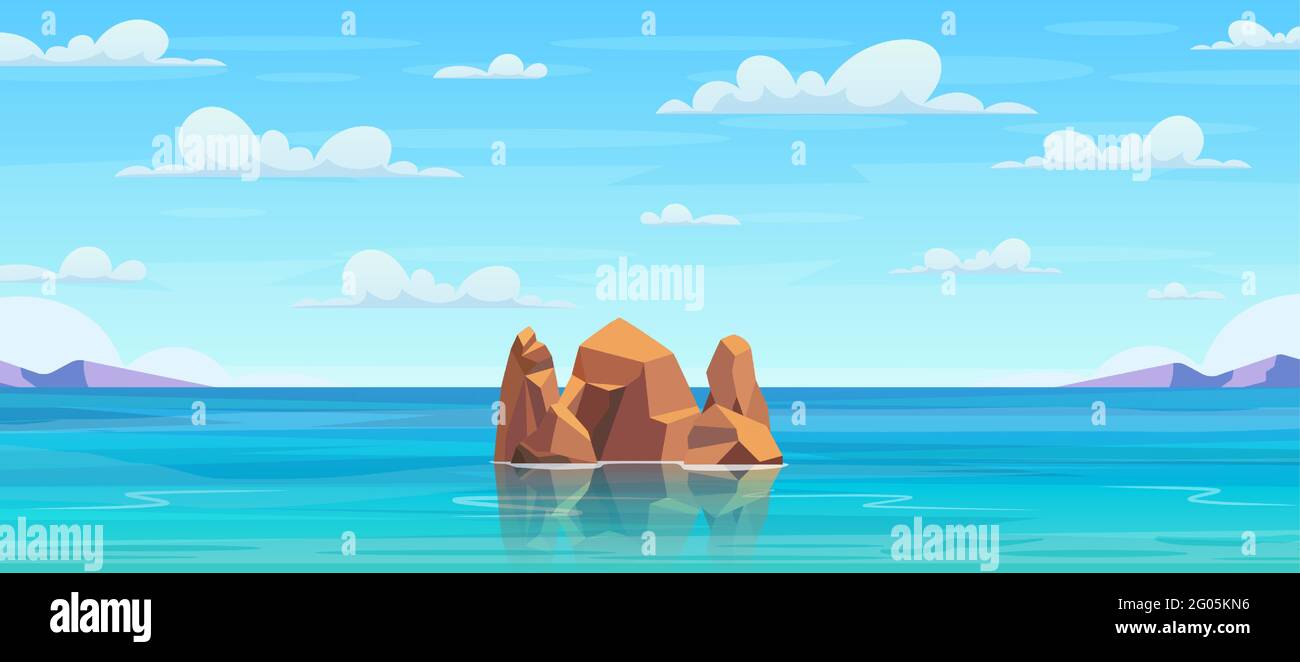 Ocean or sea water with waves and clouds in sky Stock Vector Image ...