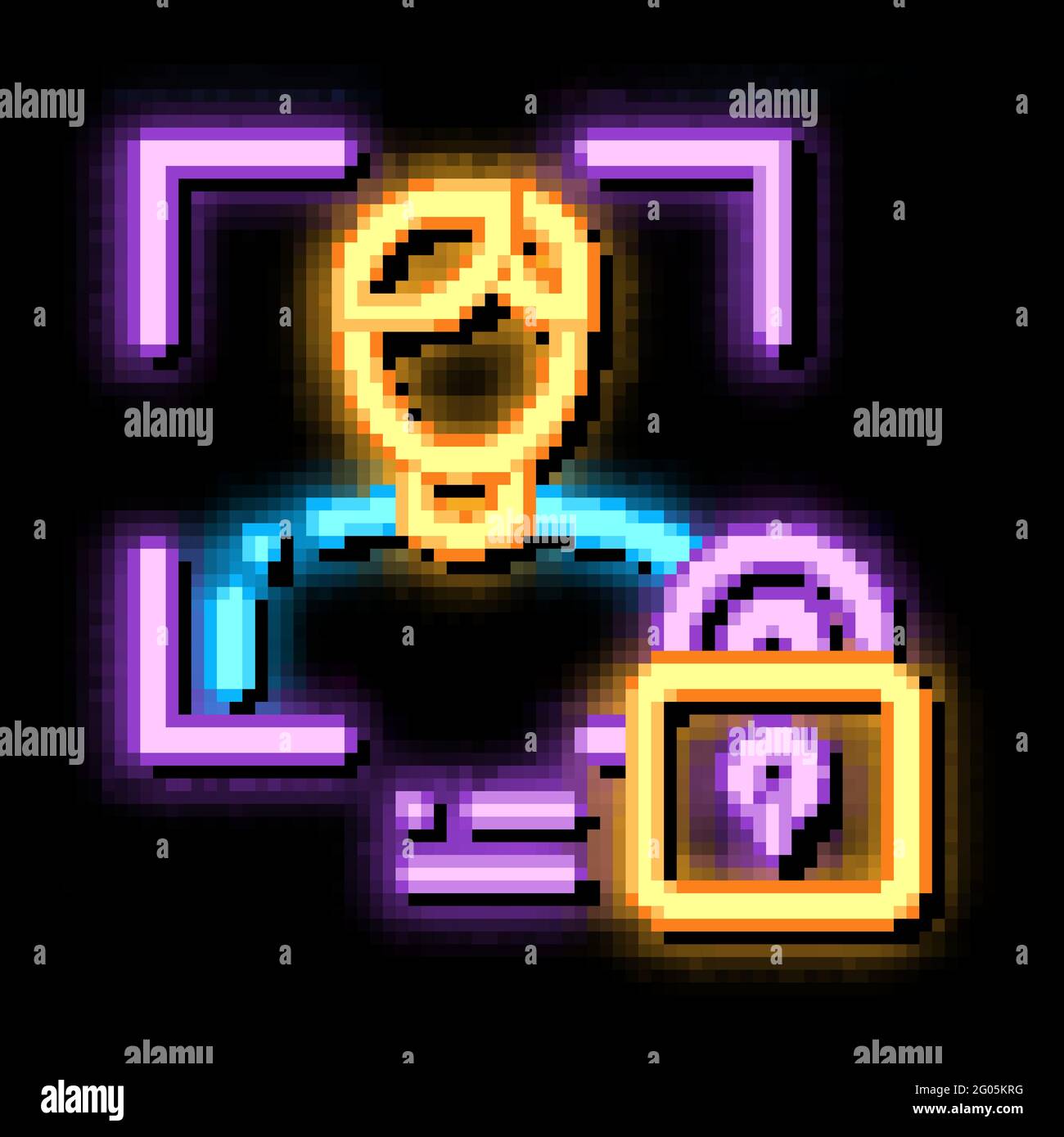 Human Lock Security neon glow icon illustration Stock Vector Image ...