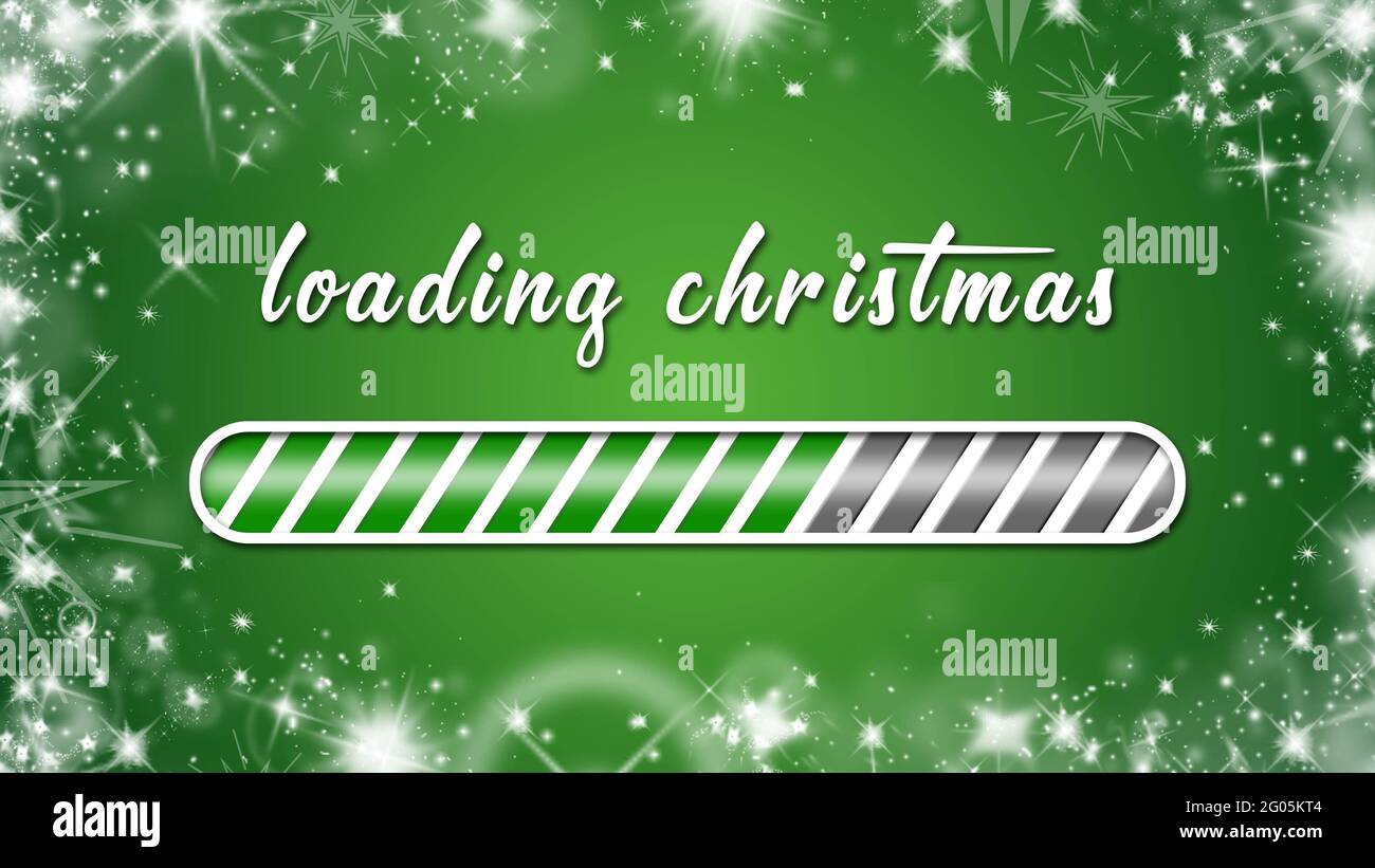 Loading christmas greeting card - white lettering and loading bar on ...