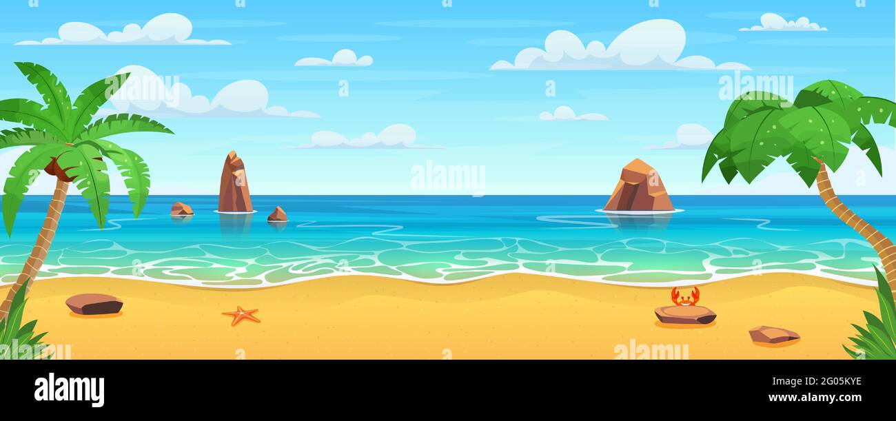 Beautiful landscape rocky beach Stock Vector Images - Alamy