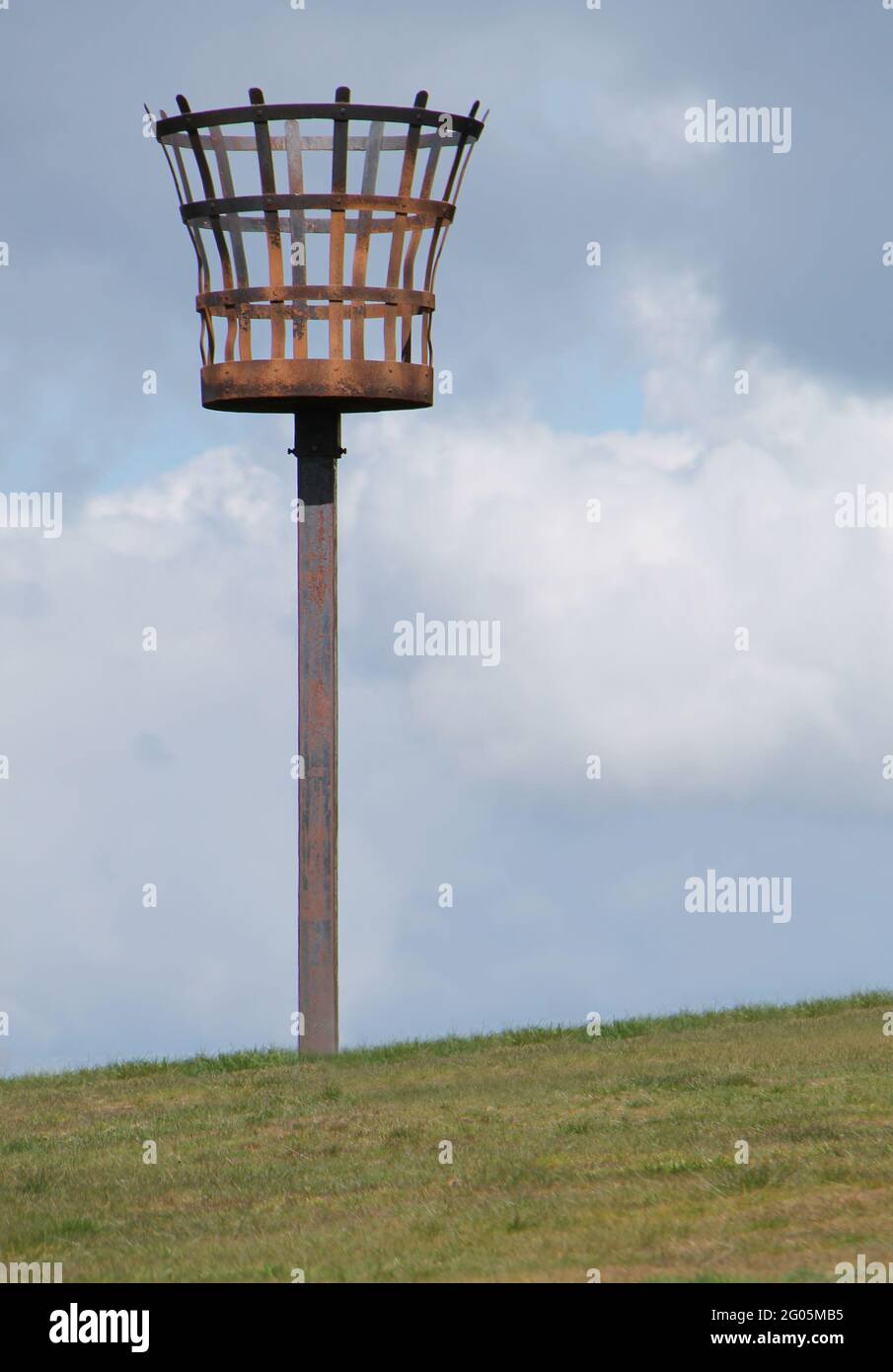 A Traditional Metal Fire Signal Beacon on a Country Hillside Stock ...