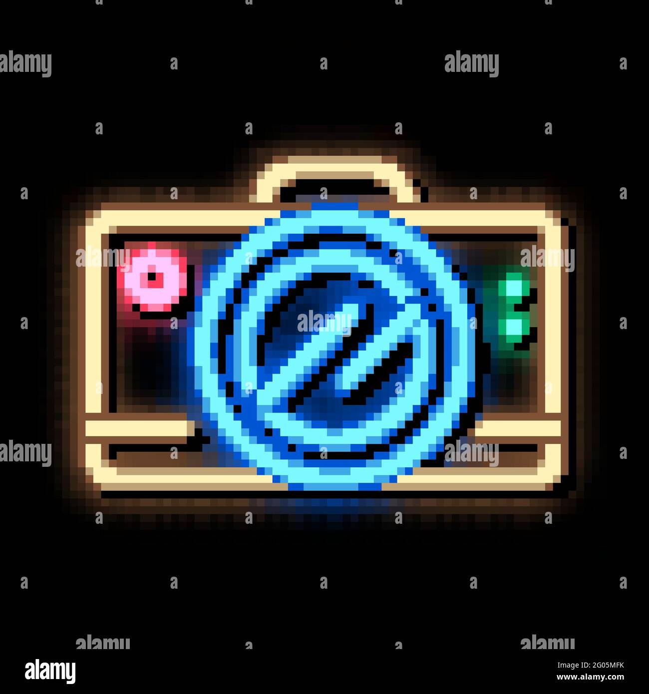 Travel Hiking Camera neon glow icon illustration Stock Vector Image ...