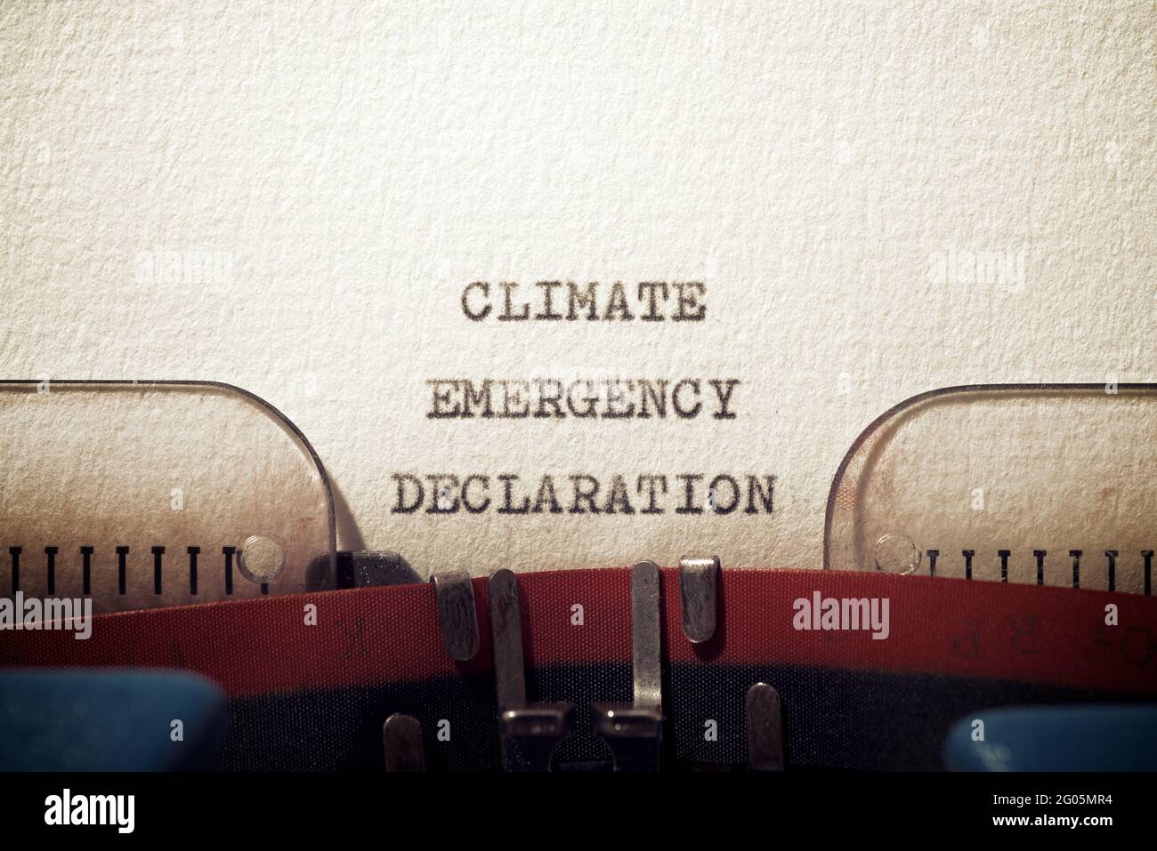 Climate emergency declaration phrase written with a typewriter Stock ...