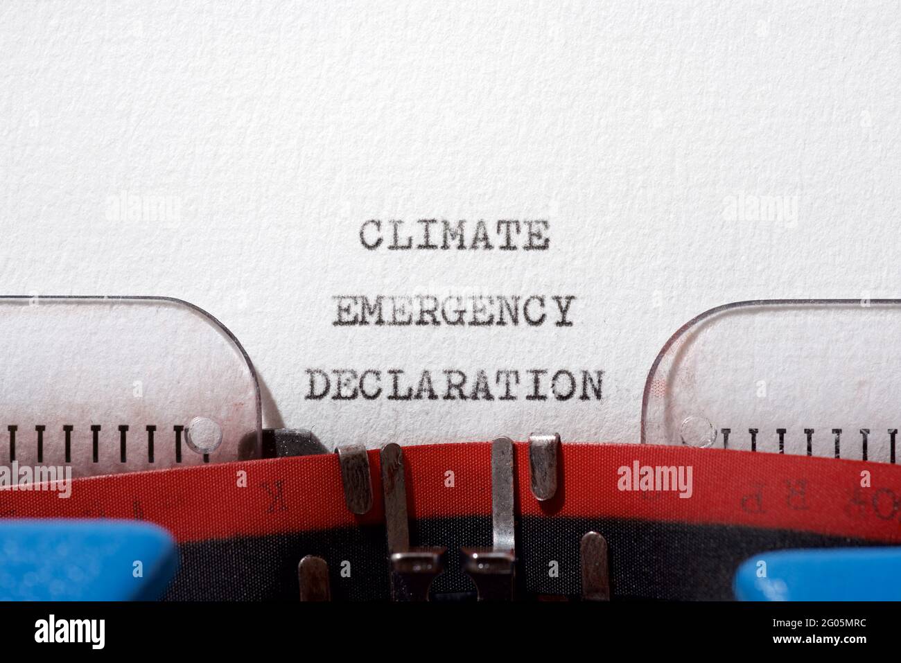 Climate emergency declaration phrase written with a typewriter Stock ...