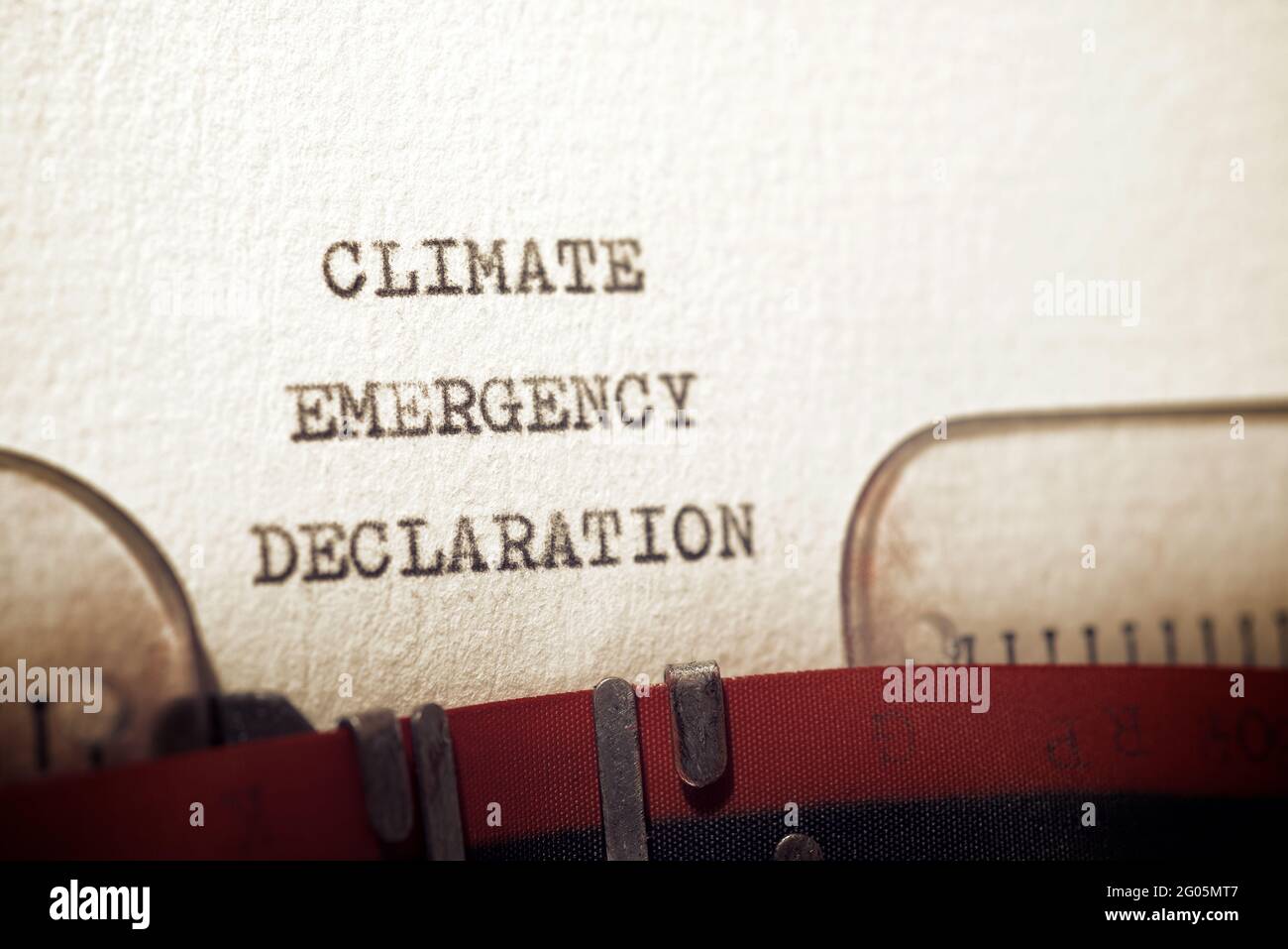 Climate emergency declaration phrase written with a typewriter Stock ...