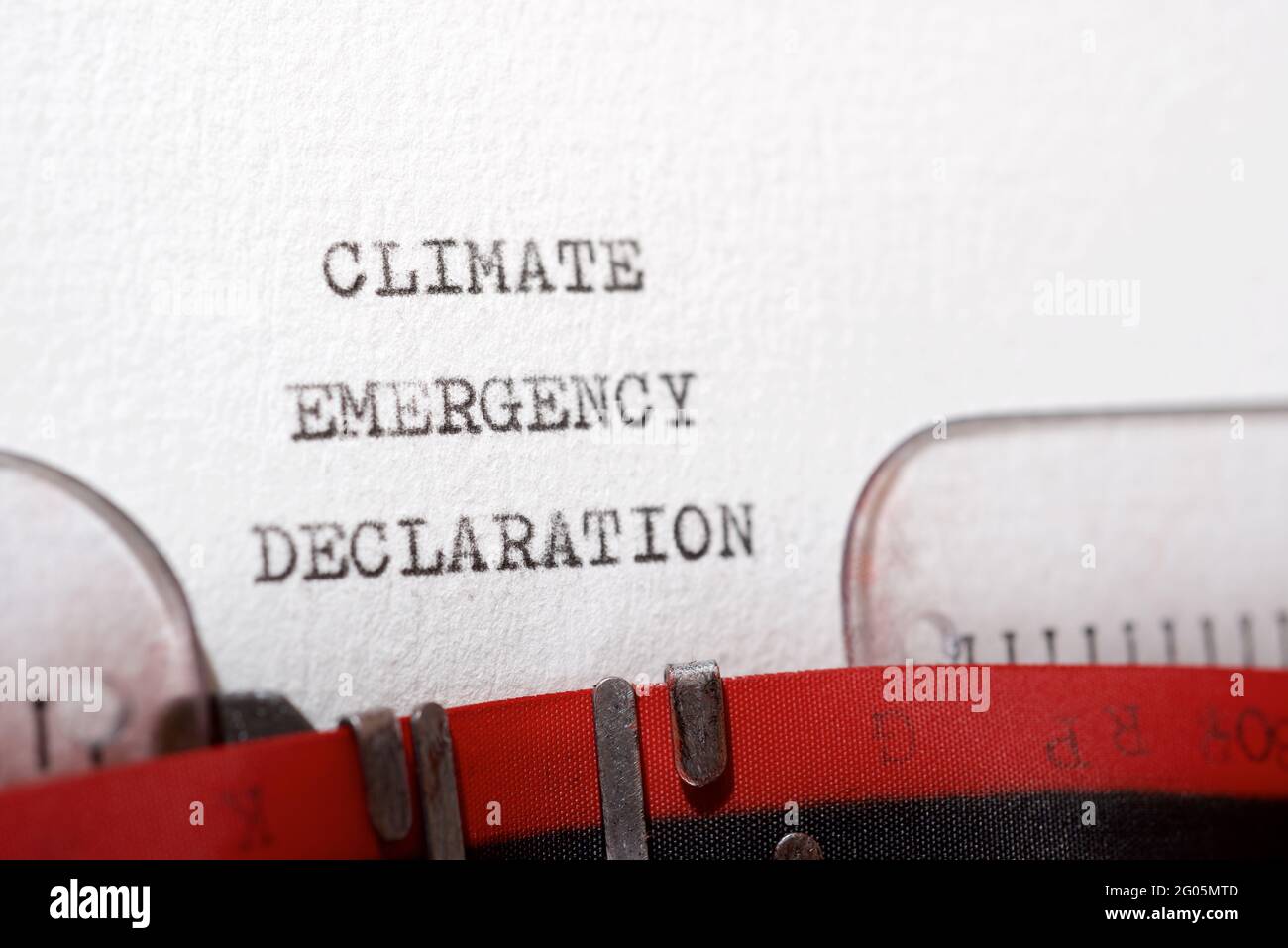 Climate emergency declaration phrase written with a typewriter Stock ...