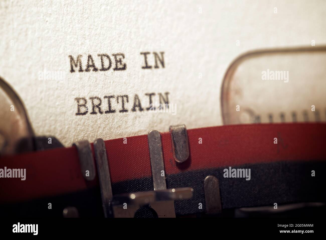 The sentence, made in Britain, written with a typewriter Stock Photo ...