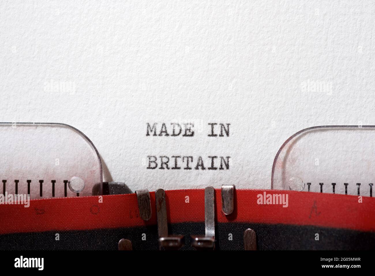 The sentence, made in Britain, written with a typewriter Stock Photo ...