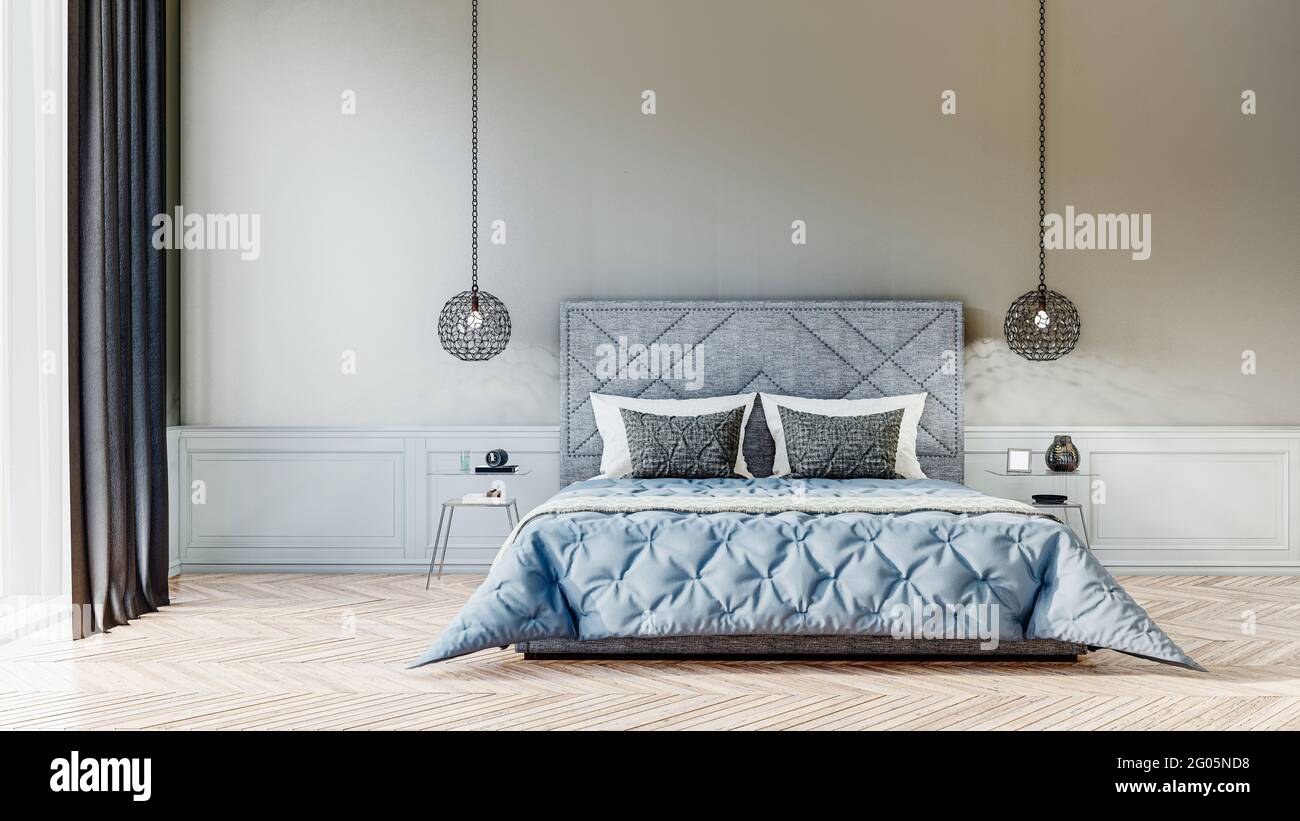 Side view bright bedroom hi-res stock photography and images - Alamy