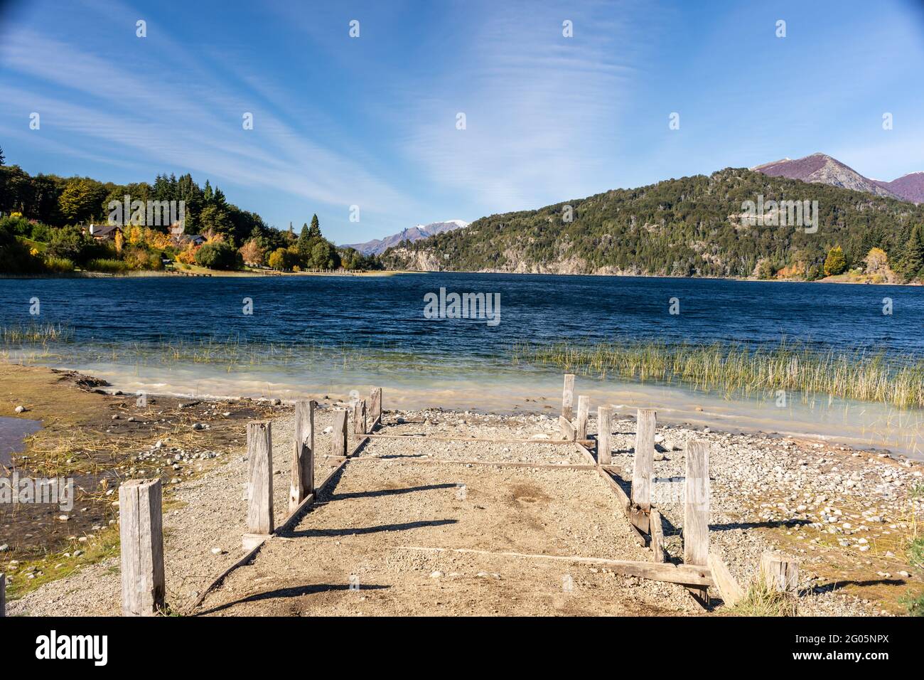 Mountains around a lake in Nahuel Huapi National Park in Bariloche ...