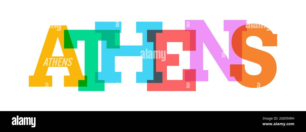 ATHENS. The name of the city on a white background. Vector design ...