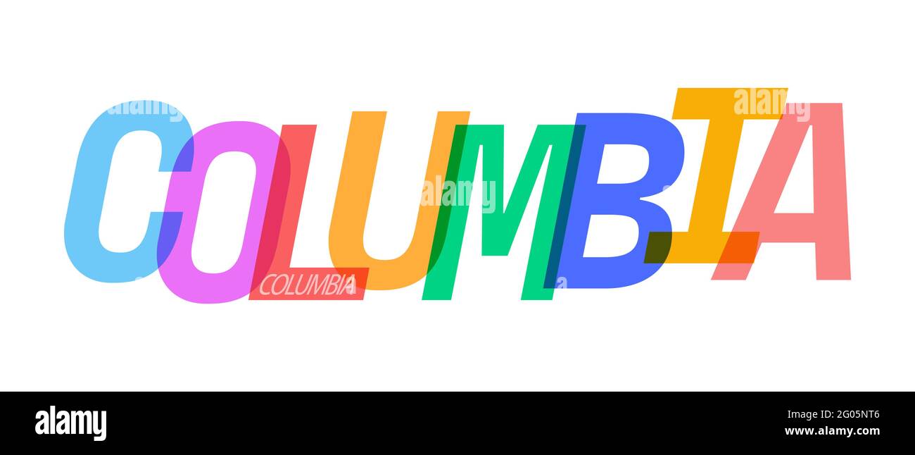 COLUMBIA. The name of the city on a white background. Vector design ...