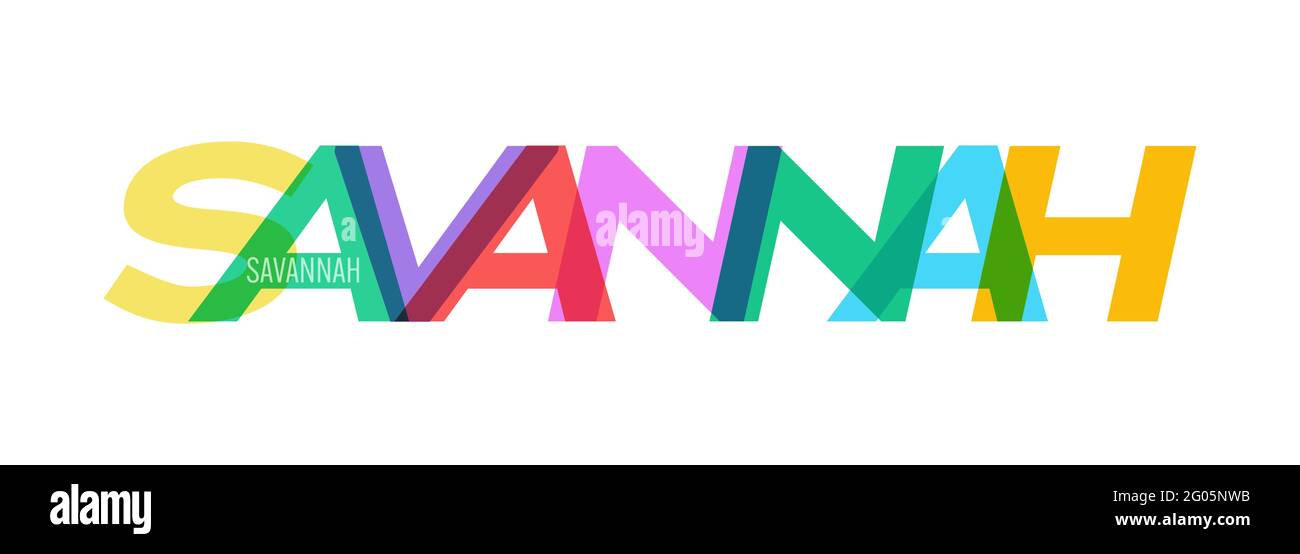 SAVANNAH. The name of the city on a white background. Vector design ...