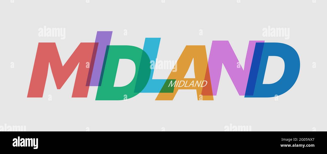MIDLAND. The name of the city on a white background. Vector design ...