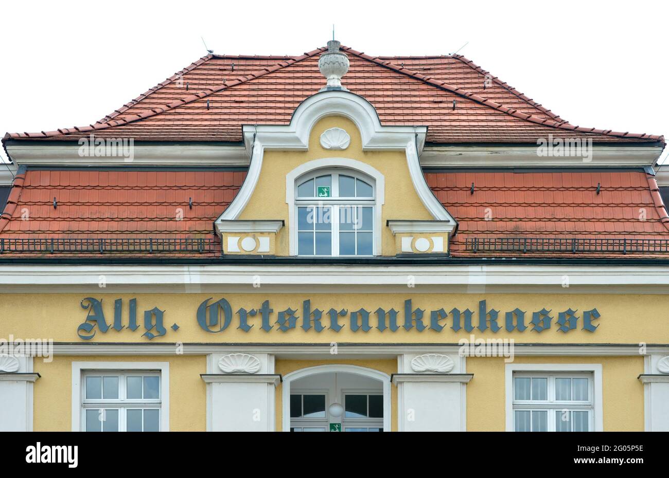 Wurzen, Germany. 29th Apr, 2021. Historic lettering: The AOK in Wurzen ...