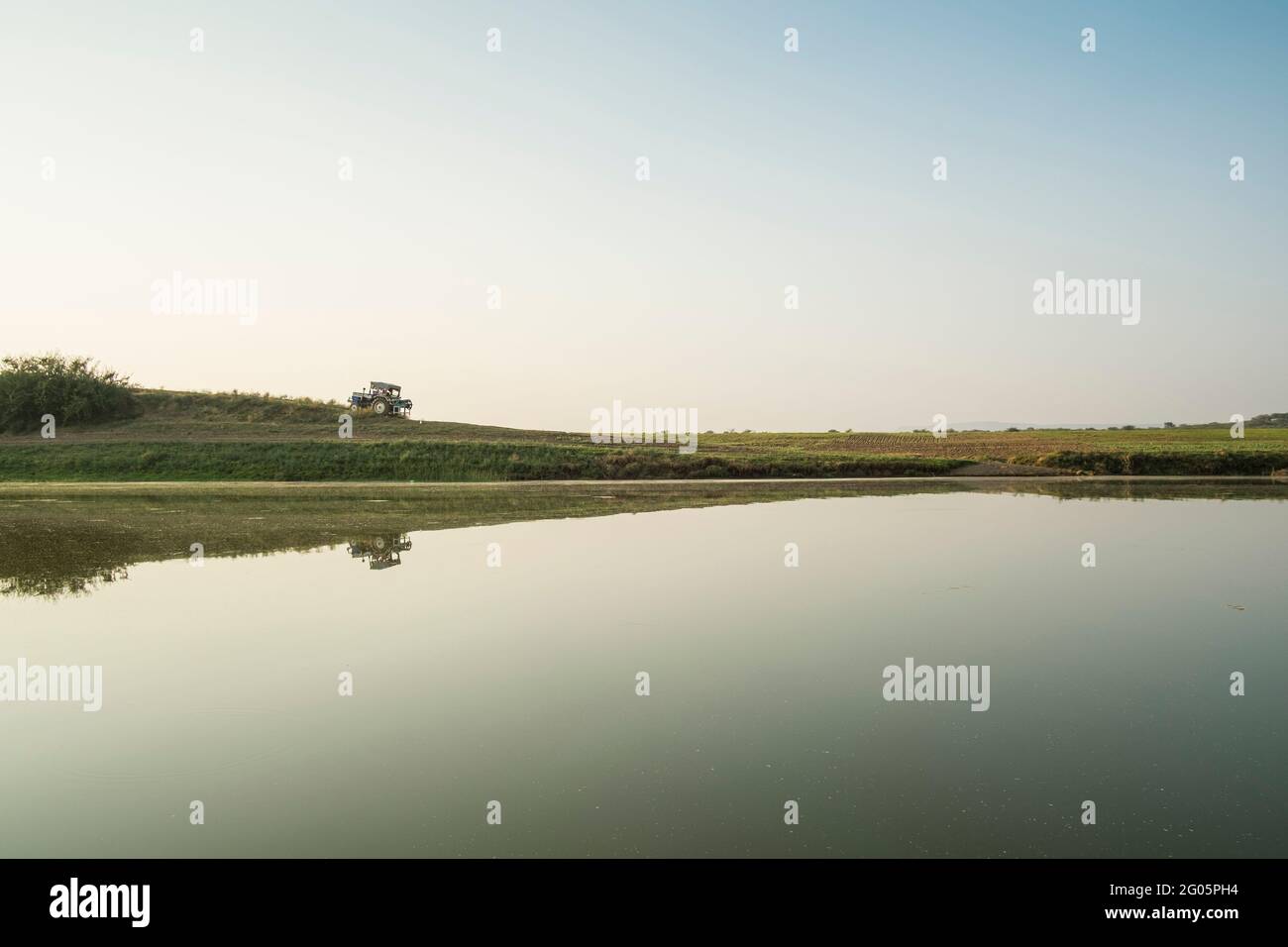 The beautiful and calm river Chambal as it flows separating Rajasthan ...