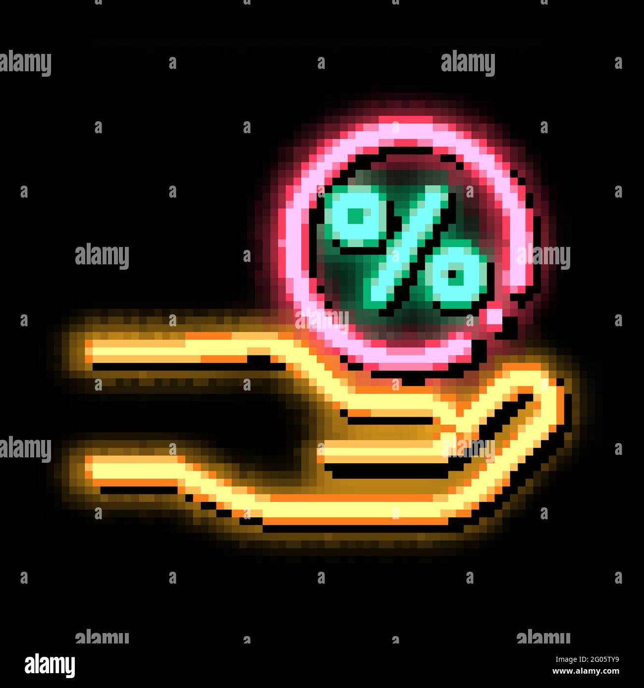 Hand Percent Sign neon glow icon illustration Stock Vector Image & Art ...