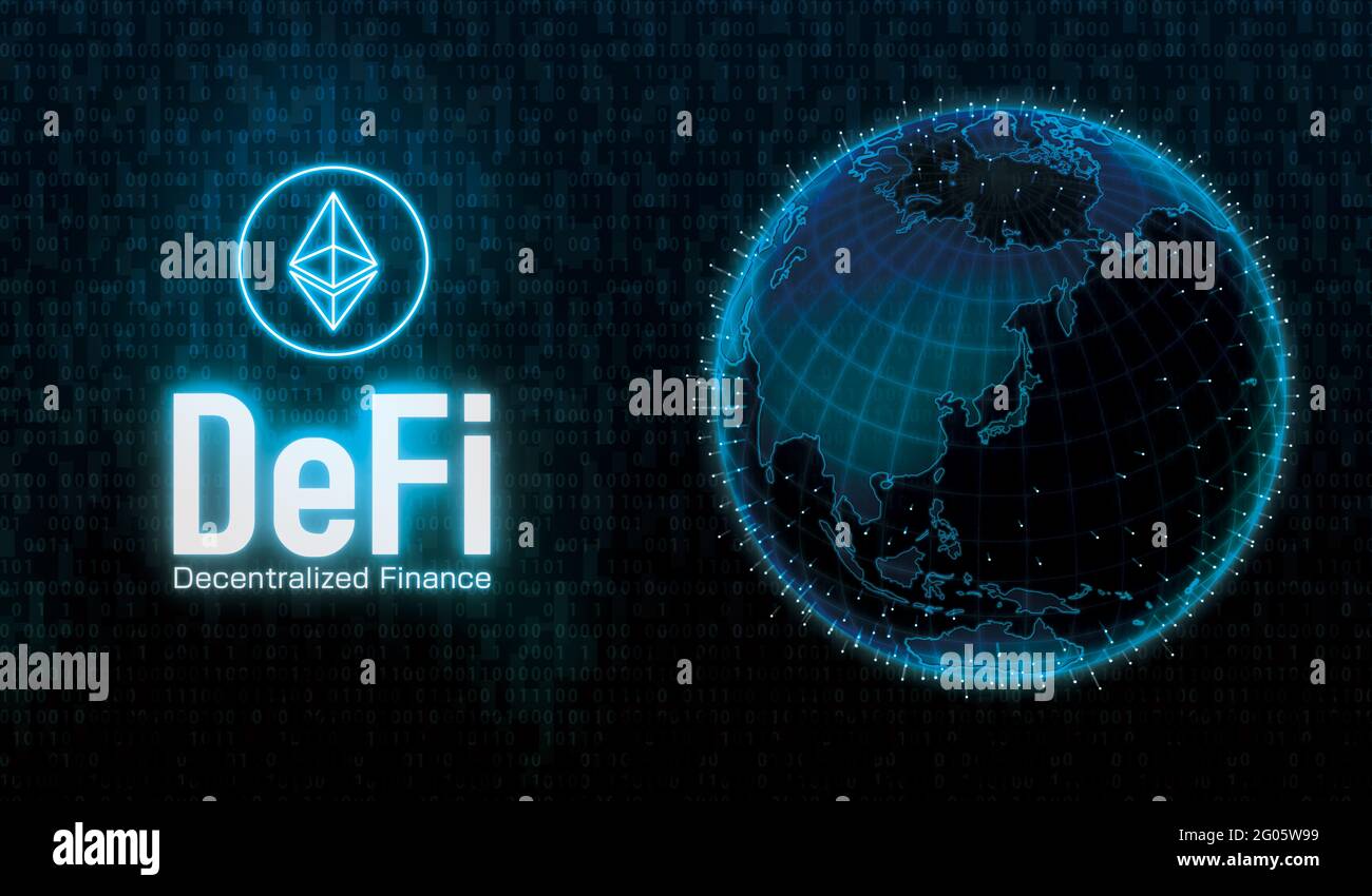 DeFi (Decentralized Finance) concept banner illustration Stock Photo ...