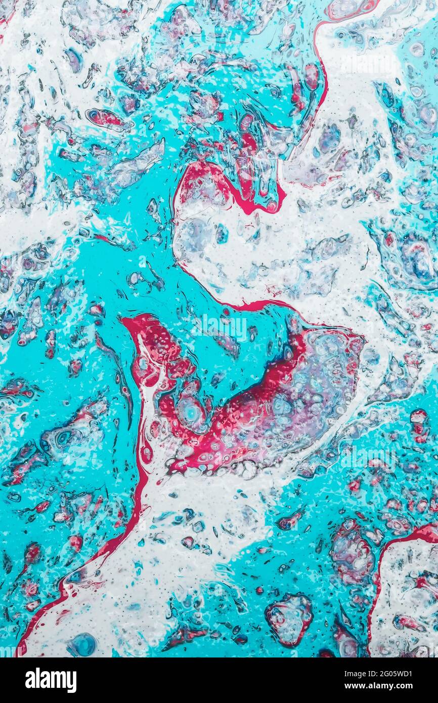 Abstract watercolor background, turquoise and pink spotted pattern ...