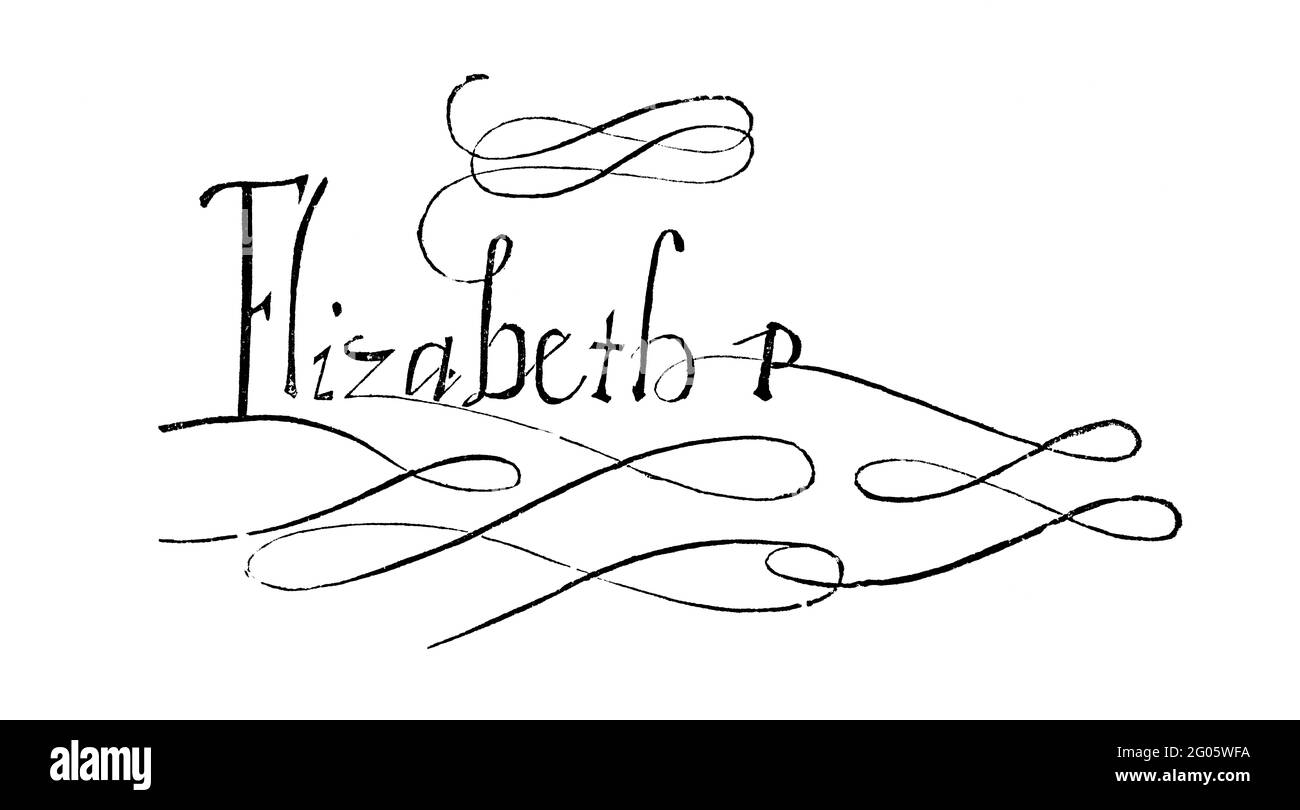 Elizabeth i queen of england signature handwriting hi-res stock ...