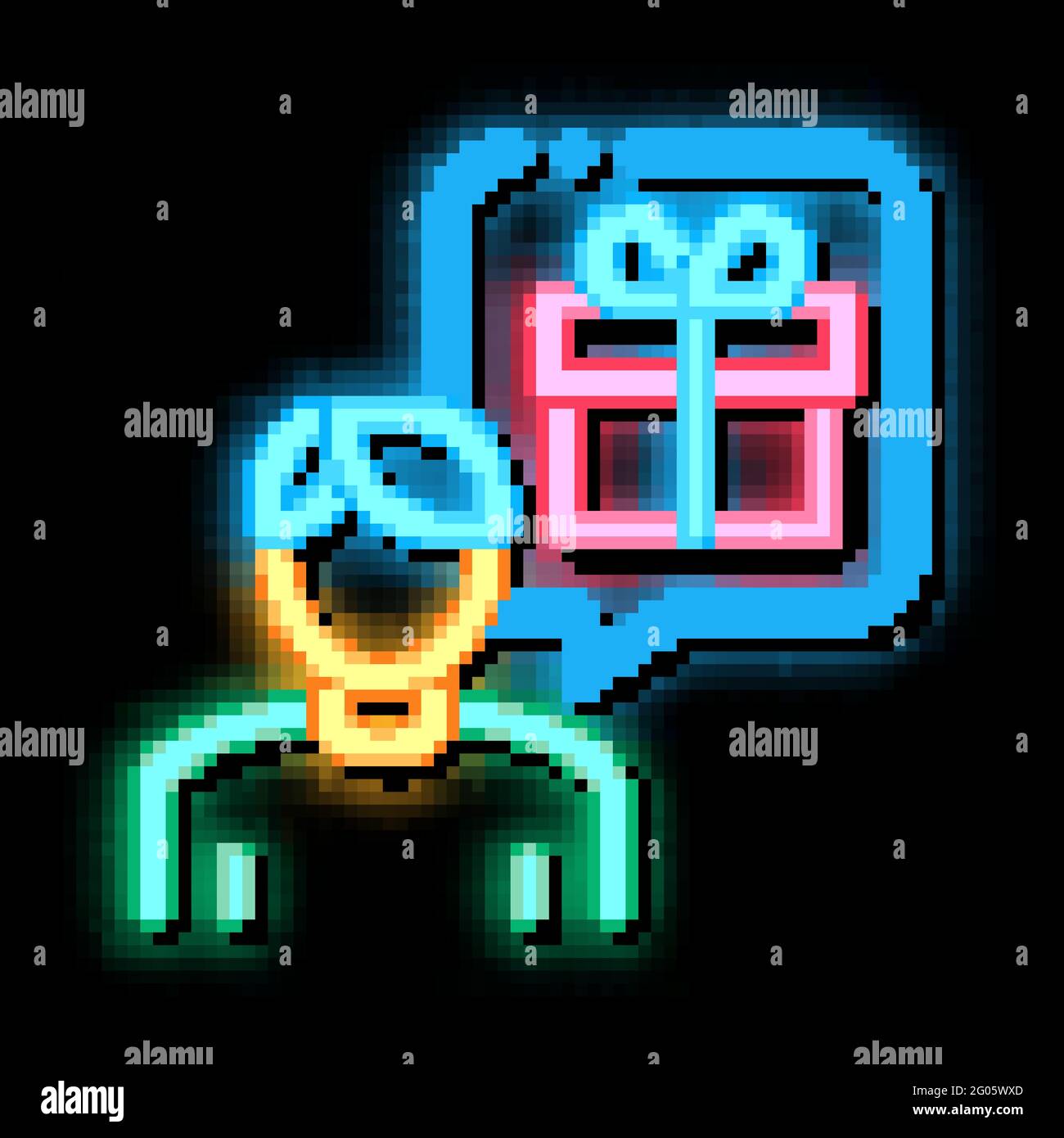 Man with Gift Thought neon glow icon illustration Stock Vector Image ...