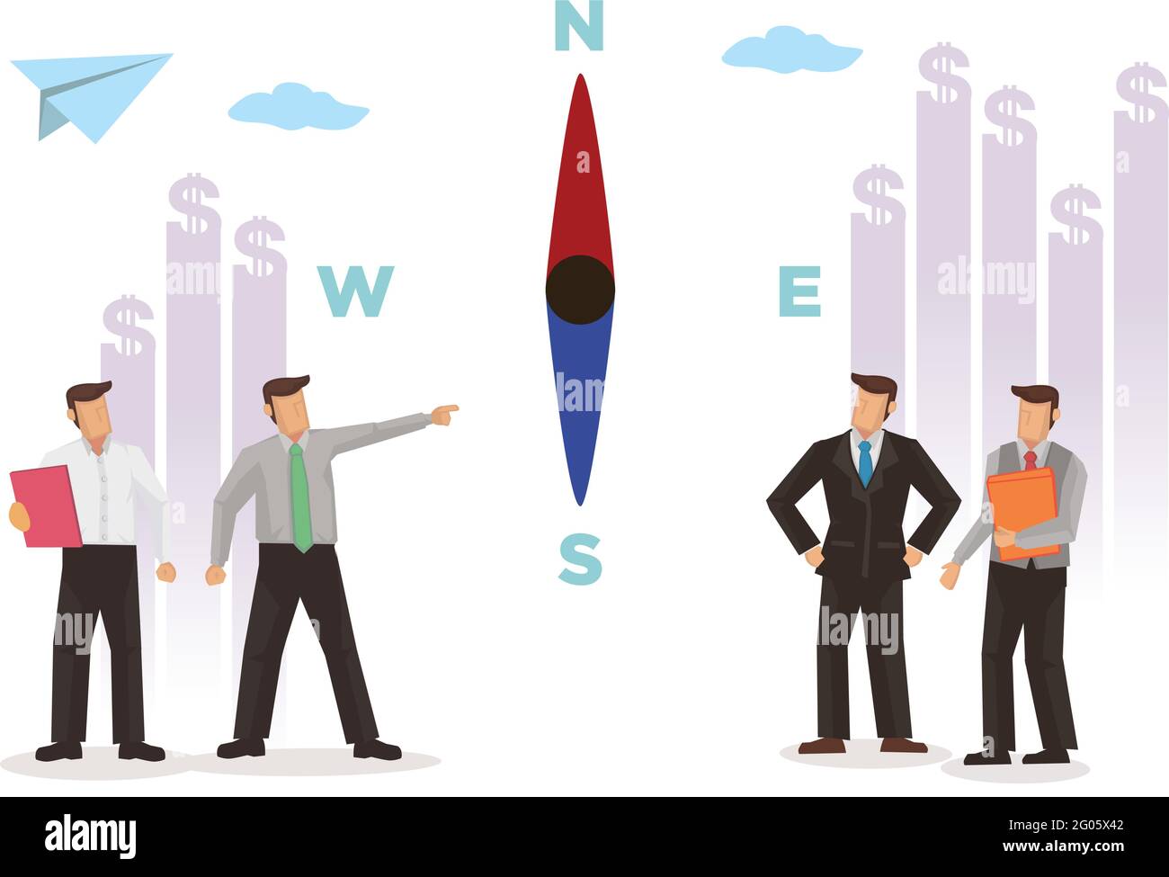 Businessmen surround on a compass. Concept of business planning ...