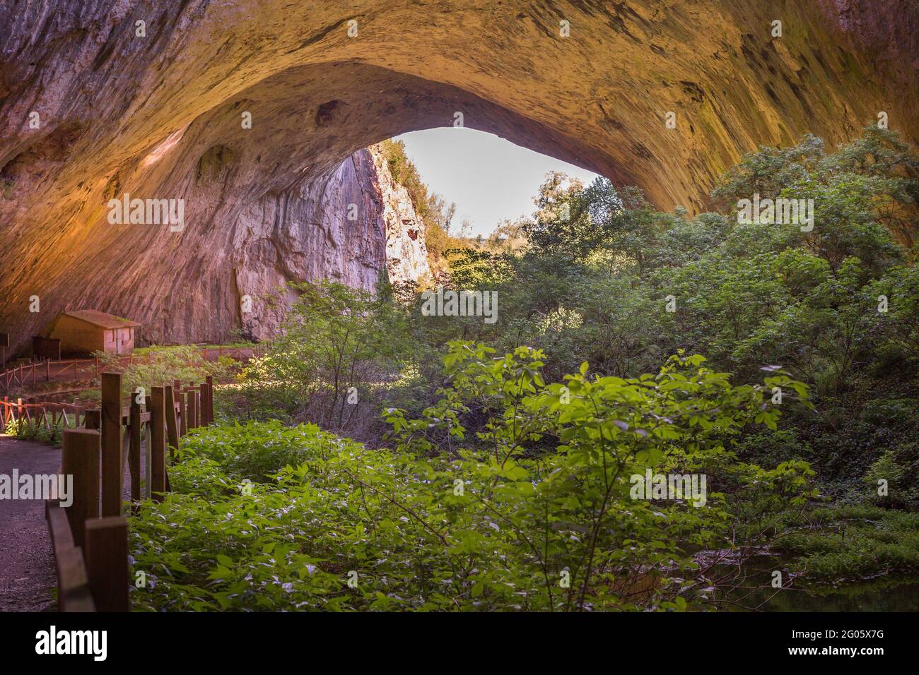 Panoramic view inside the Devetashka Cave near Devetaki village and ...