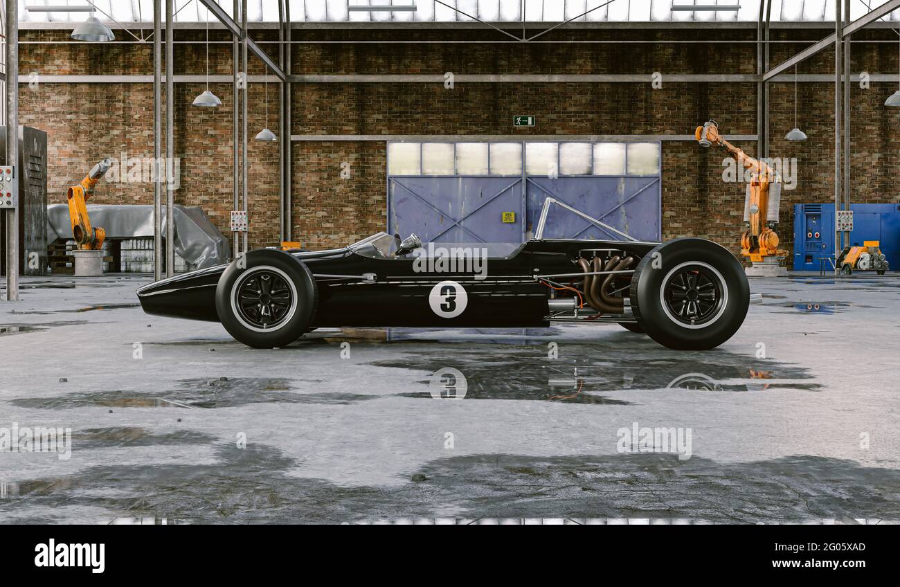 3d render of beautiful vintage race car Stock Photo - Alamy