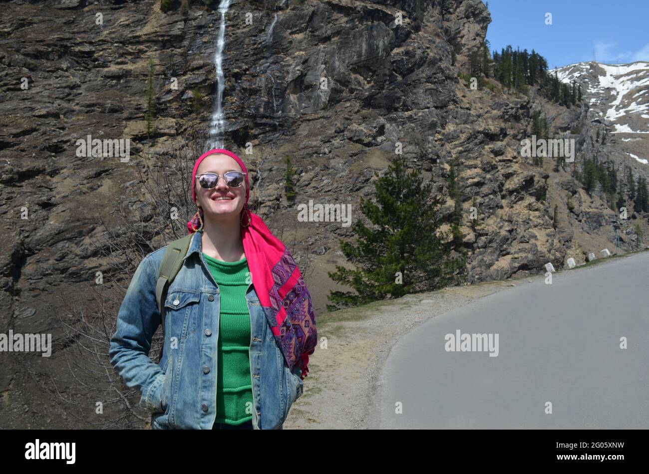 Hiker under waterfall hi-res stock photography and images - Alamy