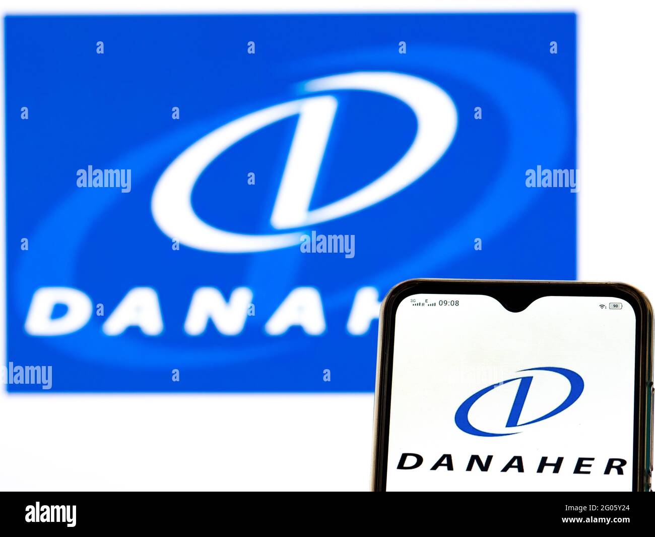 In this photo illustration Danaher Corporation logo seen displayed on a ...