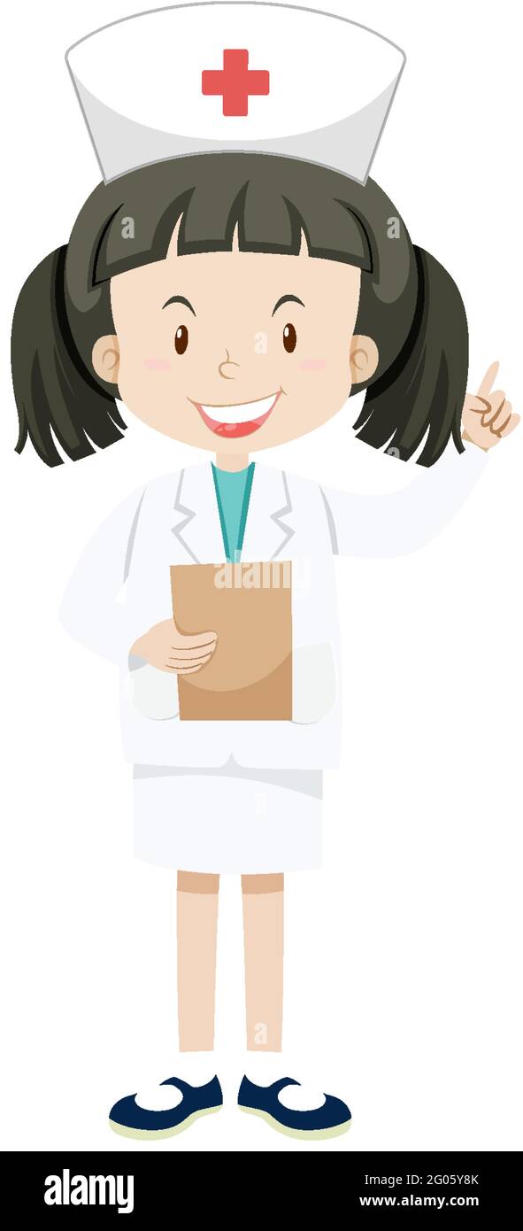 Little nurse in uniform cartoon character illustration Stock Vector ...