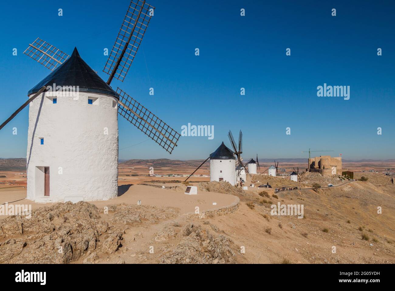 Traditional windmill in Consuegra village in Spain Stock Photo - Alamy