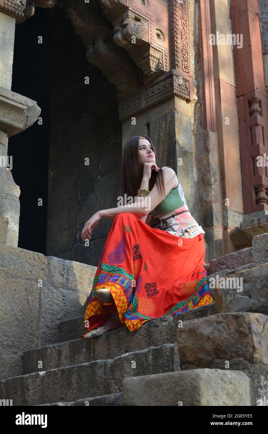 Indian style sitting hi-res stock photography and images - Alamy