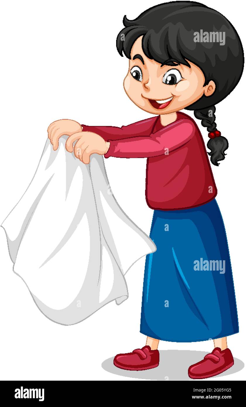 Girl taking off her coat cartoon character illustration Stock Vector ...