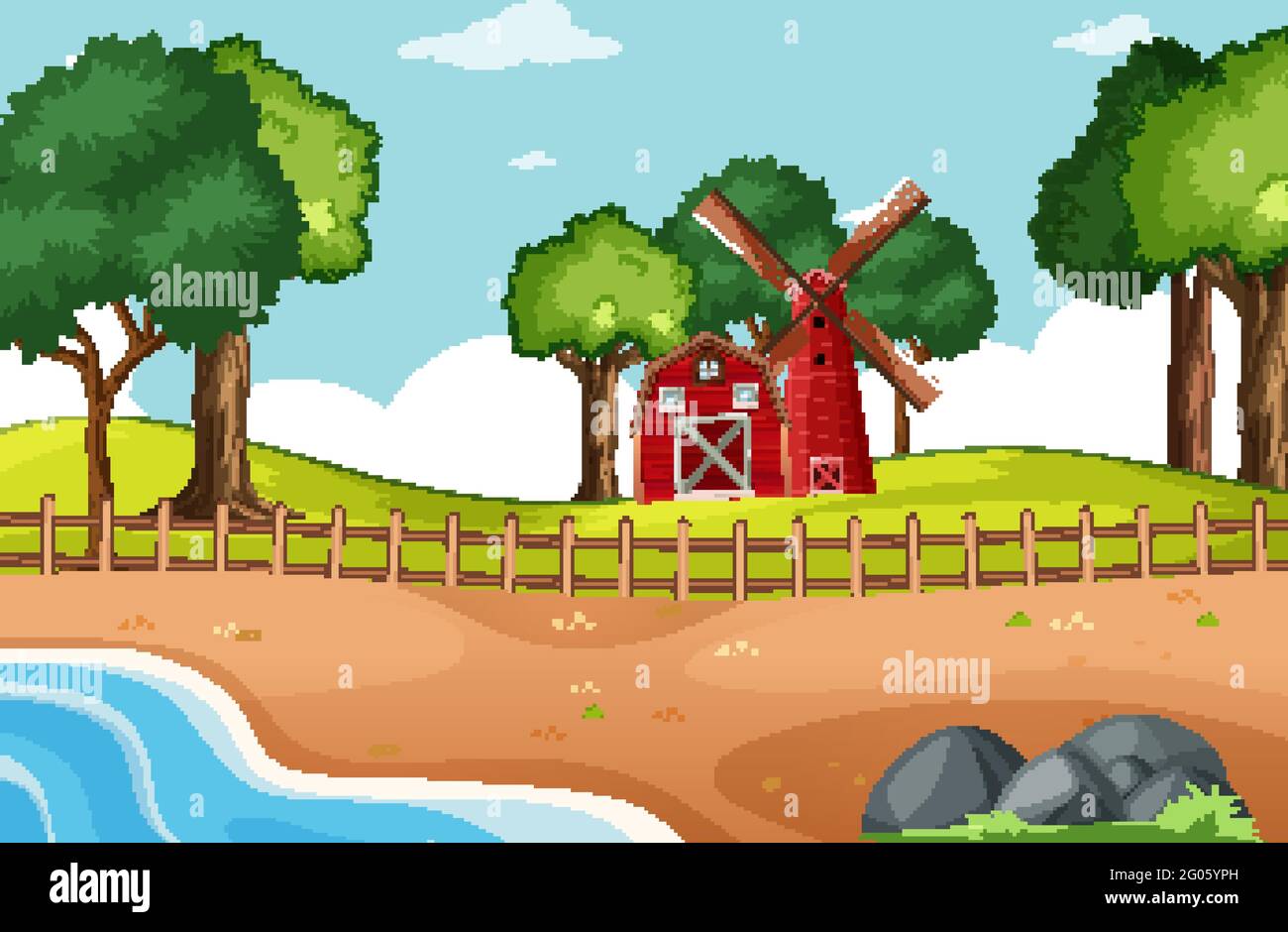 Color image cartoon farm windmill hi-res stock photography and images ...