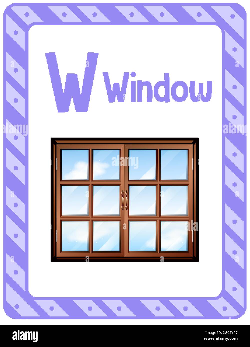 Alphabet flashcard with letter W for Window illustration Stock Vector ...
