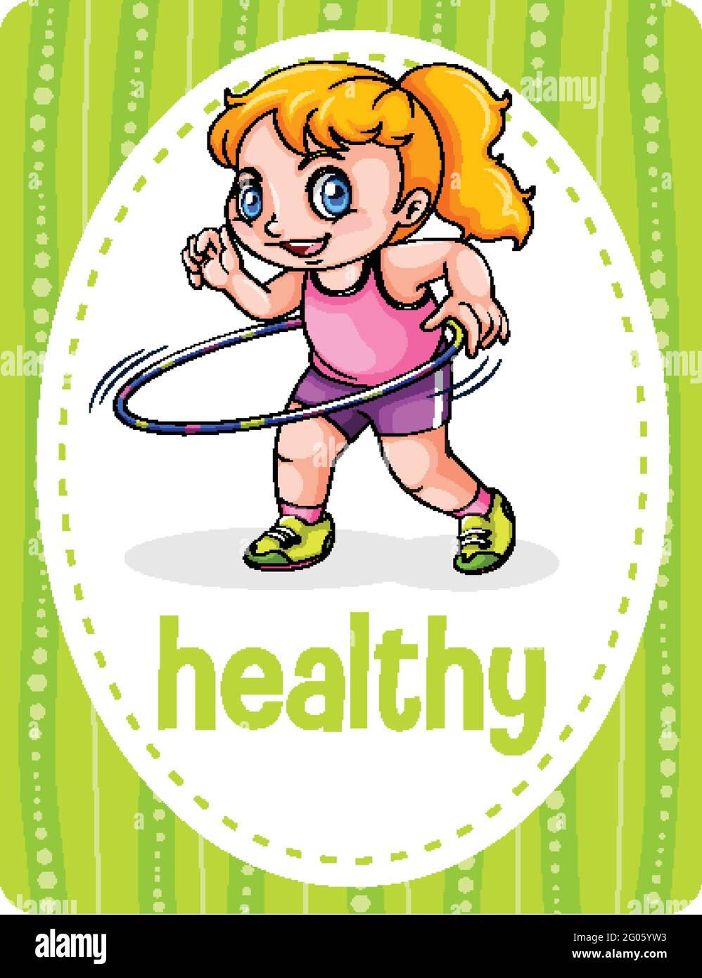 Vocabulary flashcard with word Healthy illustration Stock Vector Image ...