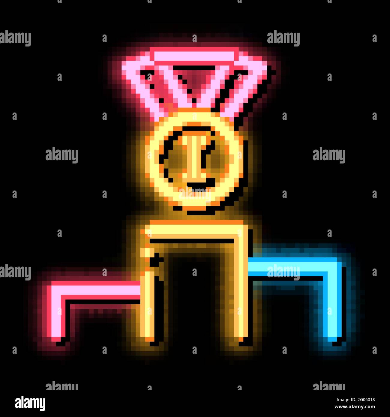 Winning Medal for 1st Place neon glow icon illustration Stock Vector ...