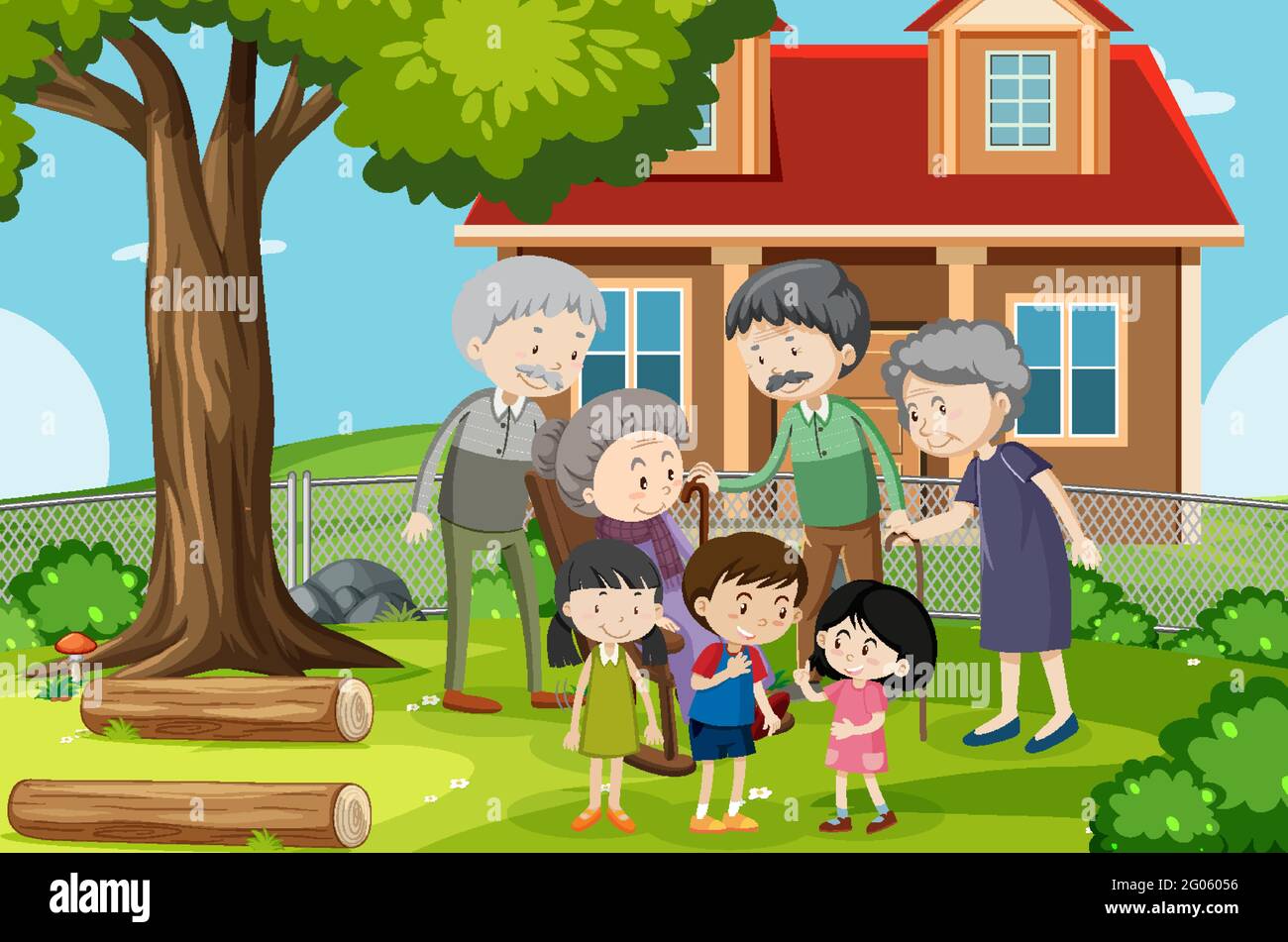 Member of family at home outdoor scene illustration Stock Vector Image ...