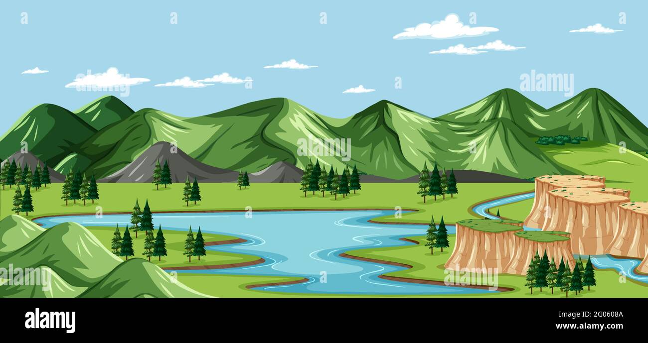 A green nature landscape background illustration Stock Vector Image ...