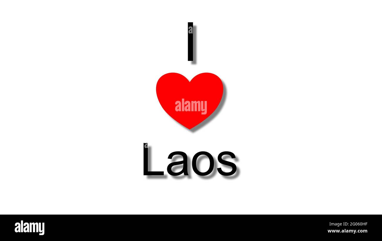i love laos red heart Stock Photo - Alamy