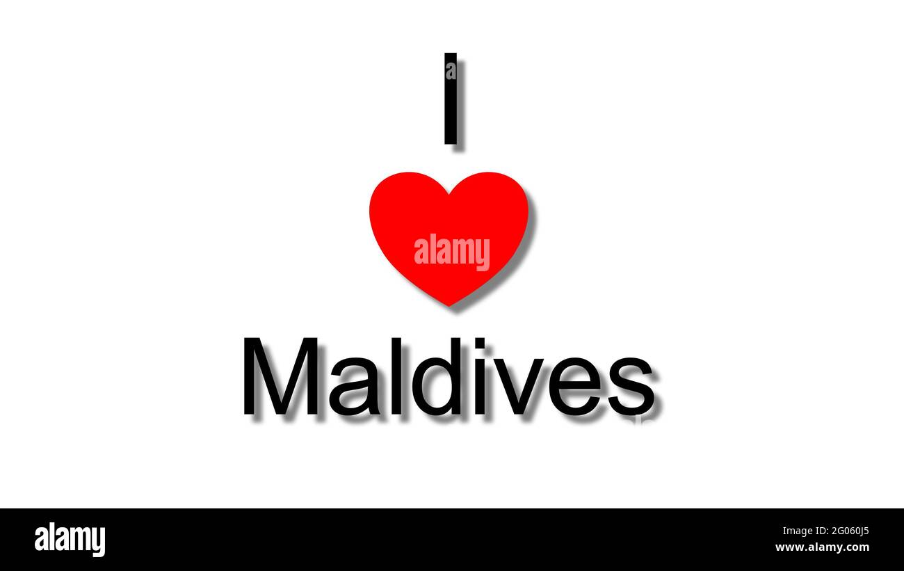 i love maldives red heart Stock Photo - Alamy