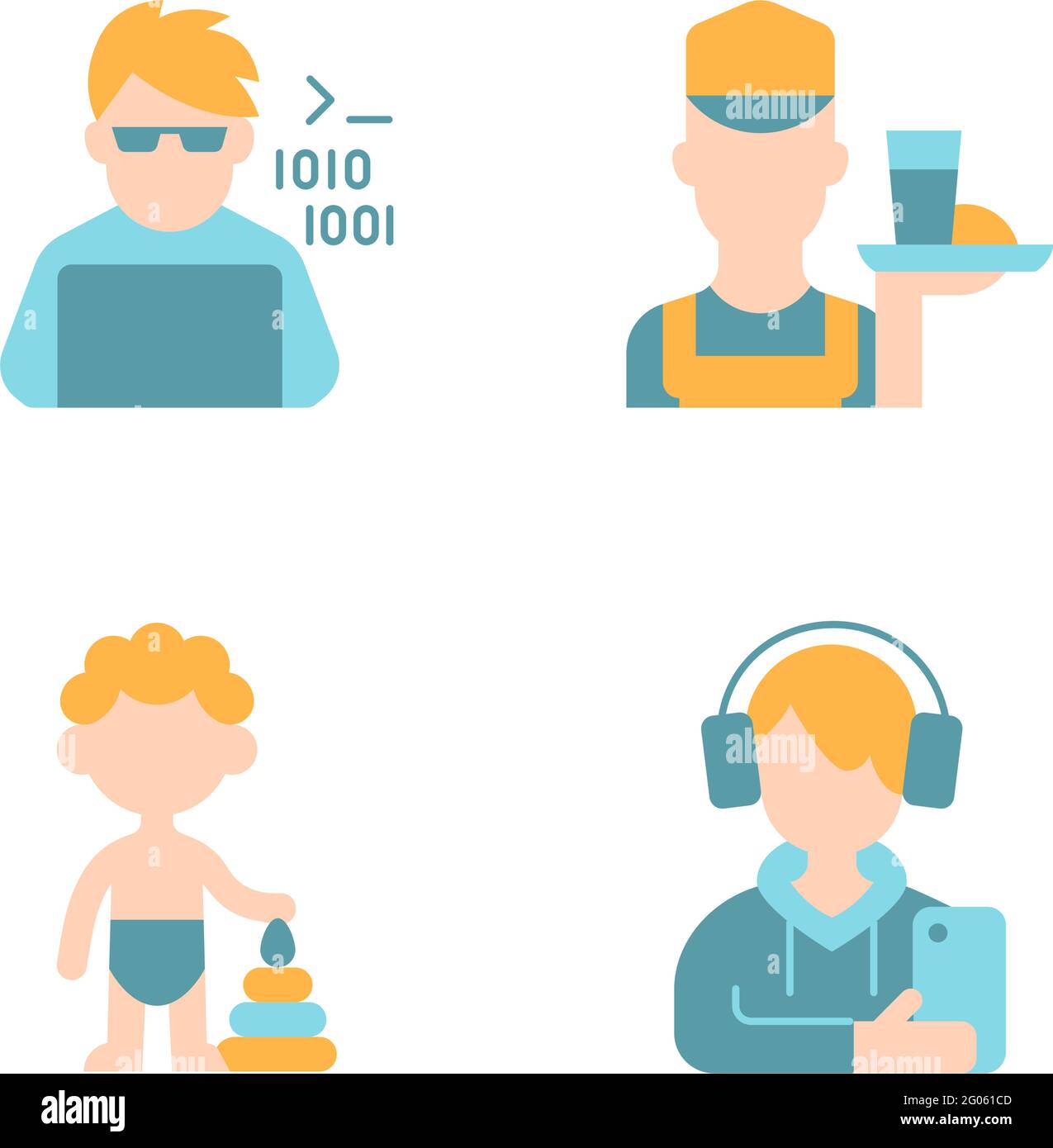 Different ages of man vector flat color icon set Stock Vector Image ...