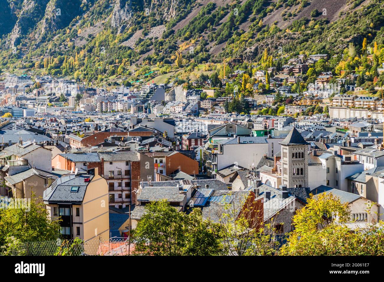 Andorra la Vella and Escaldes-Engordany towns, Andorra Stock Photo - Alamy